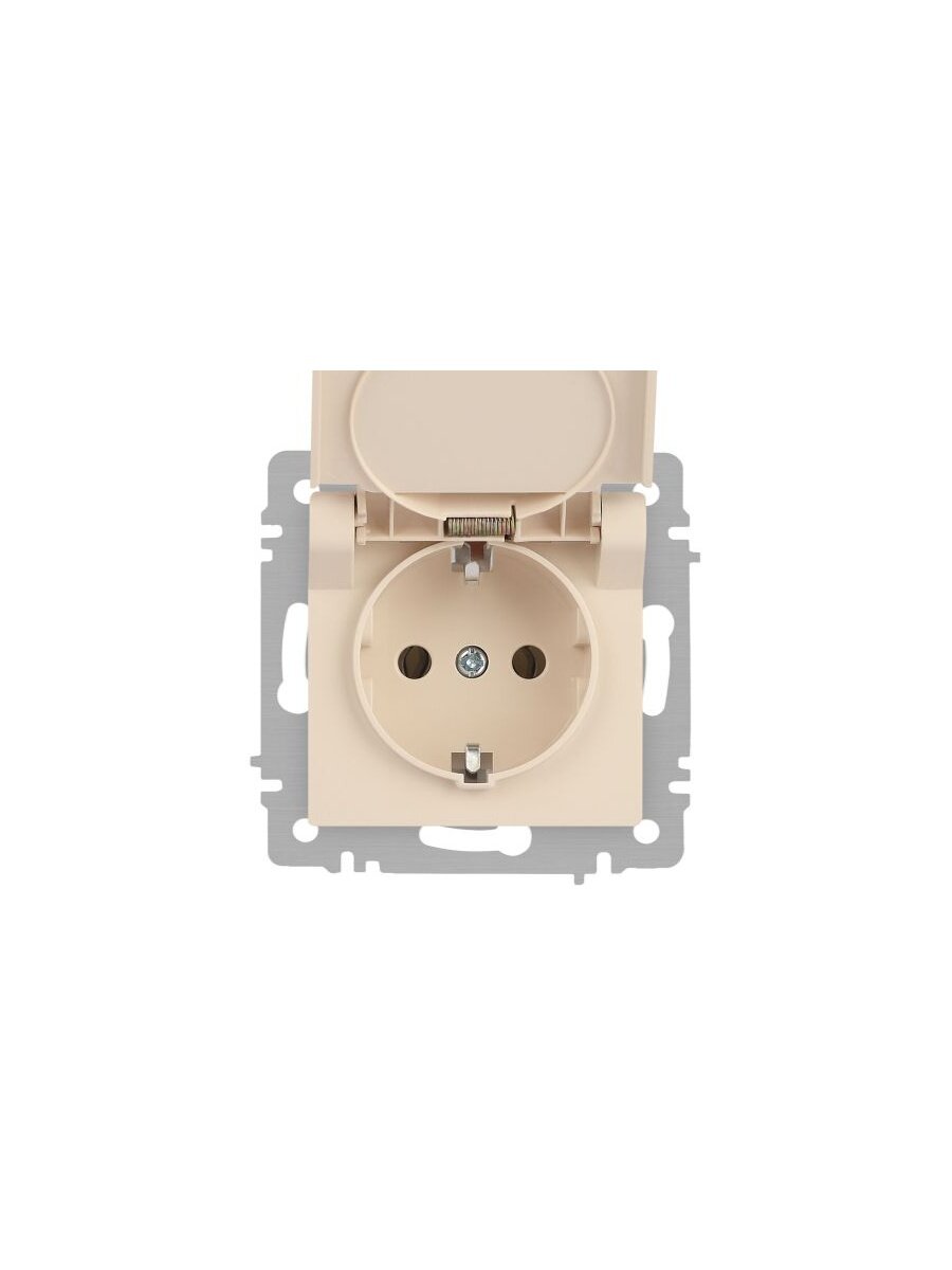 Розетка 1-м СП Accent 6-203-02 16А IP20 250В 2P+E Schuko с крышкой сл. кость Intro Б0063716