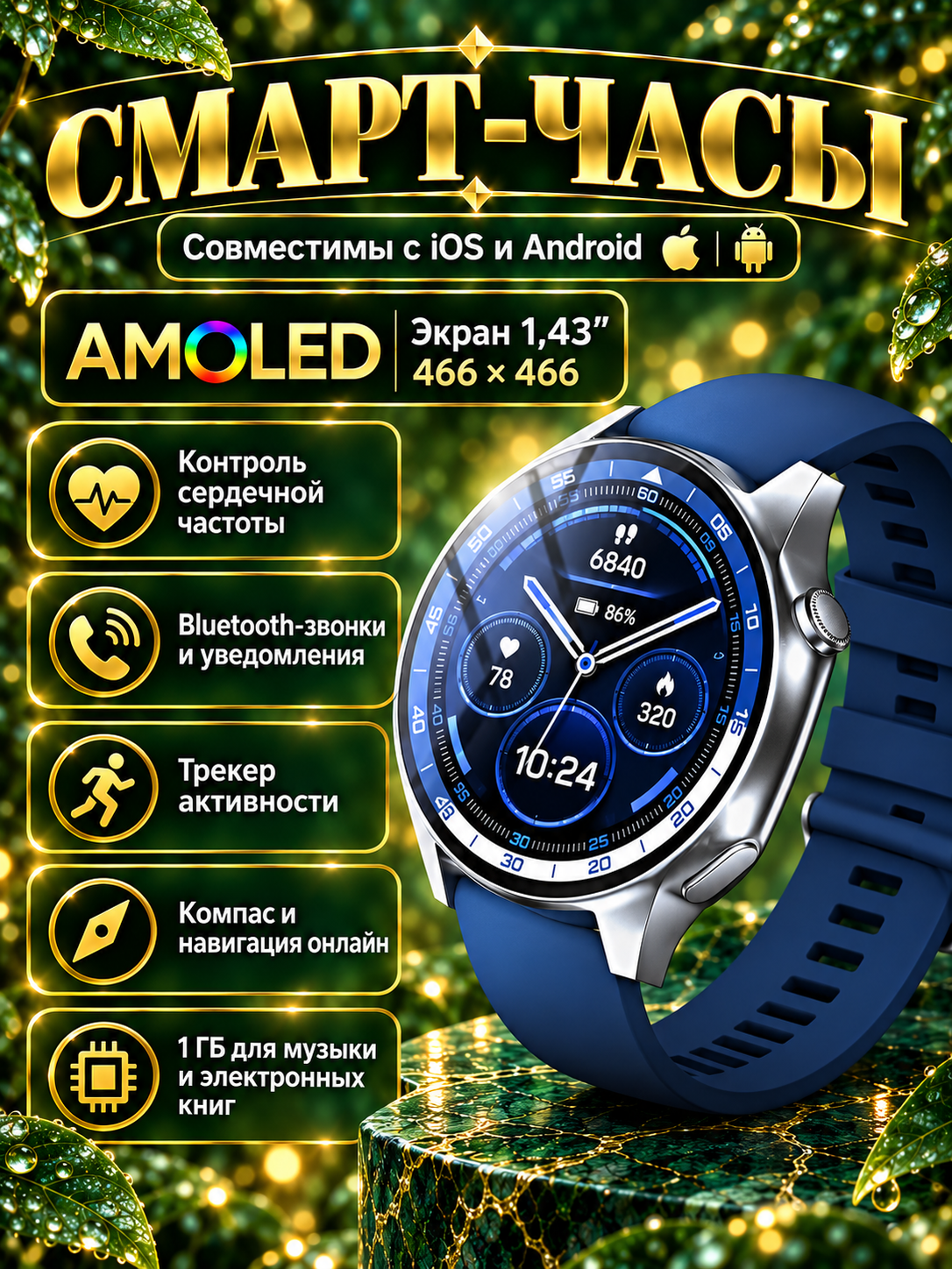 Cмарт часы LK WATCH X Умные часы PREMIUM Series Smart Watch AMOLED, iOS, Android, Bluetooth звонки, Серебристый
