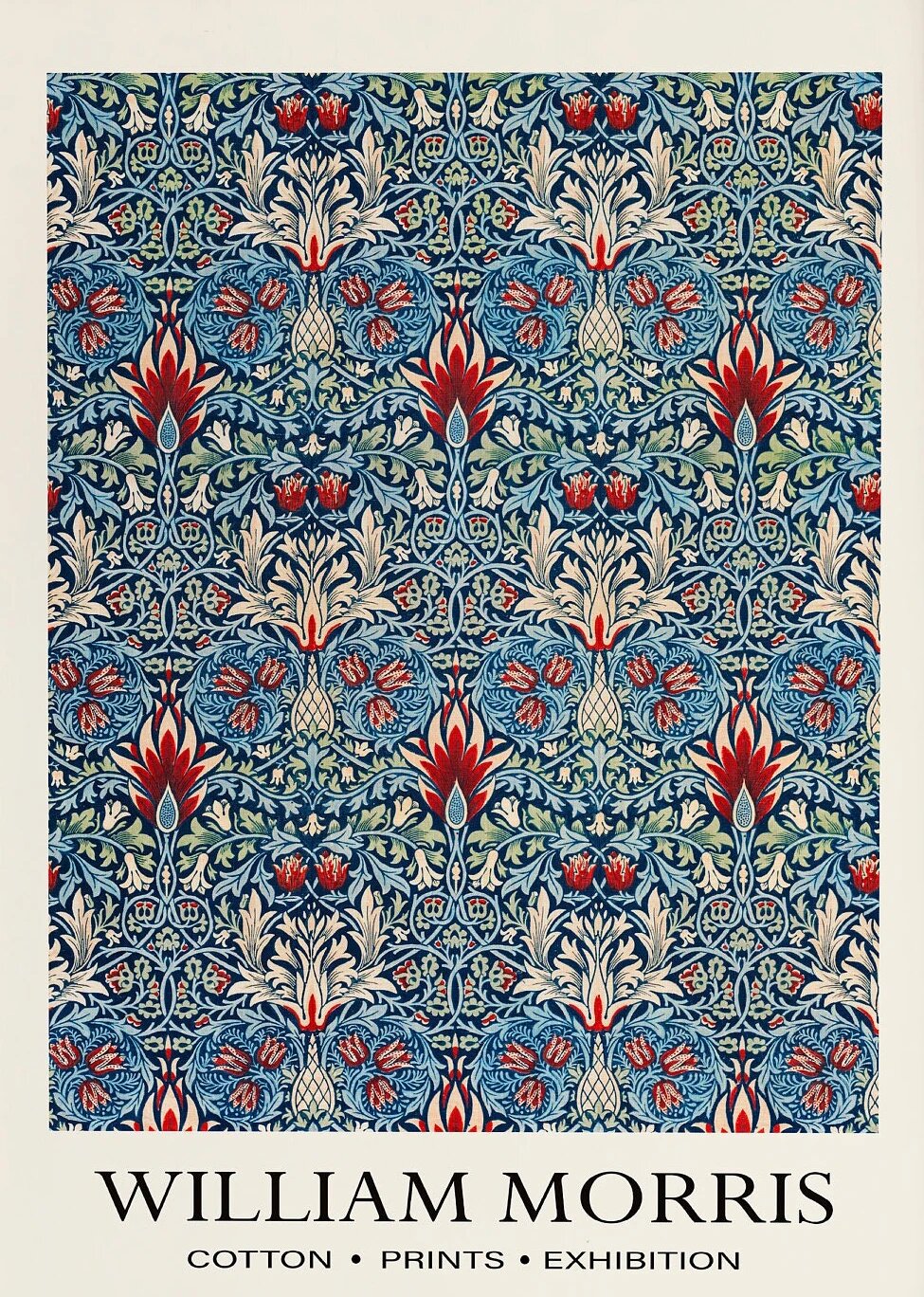 Печать на холсте Уильям Моррис, цветы, 20x30см, nn-13