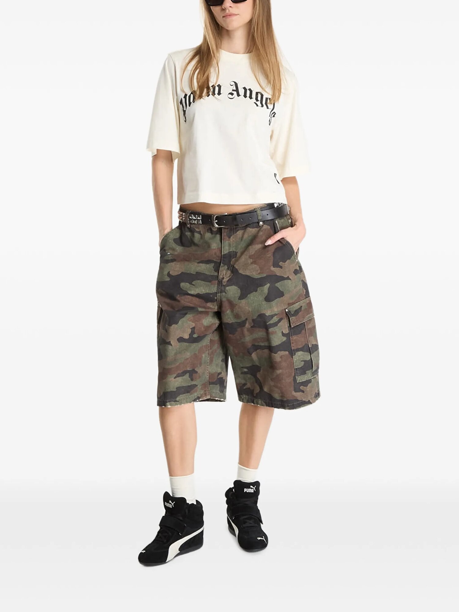 Футболка Palm Angels Curved-logo boxy tee, размер 34 — фото 1