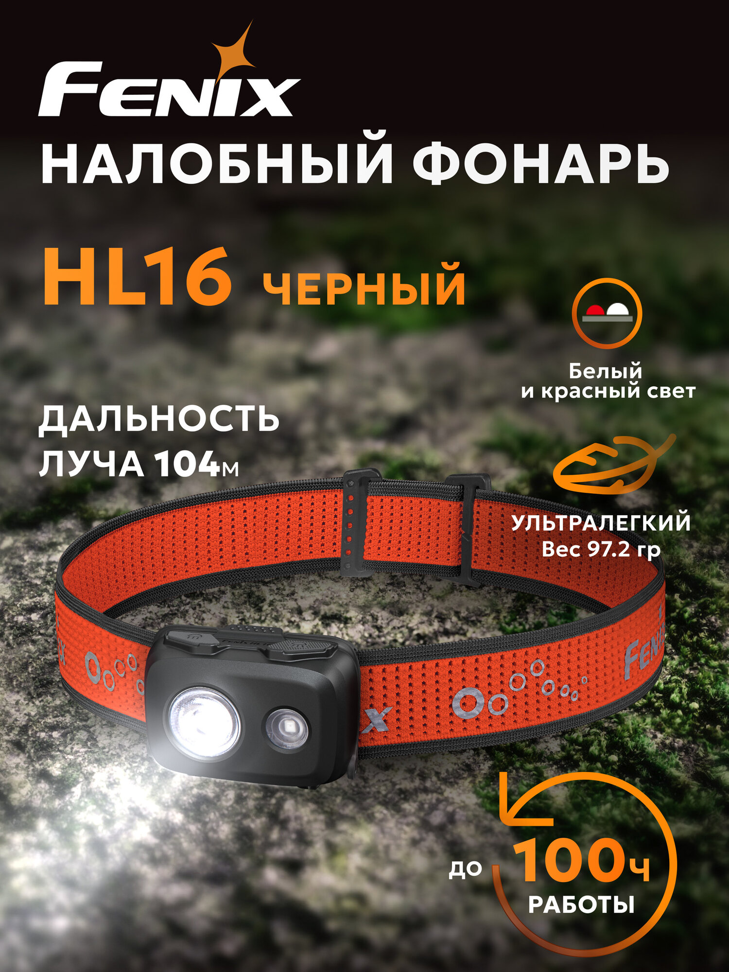 Налобный фонарь Fenix HL16 UltraLight 450 Lumen Black