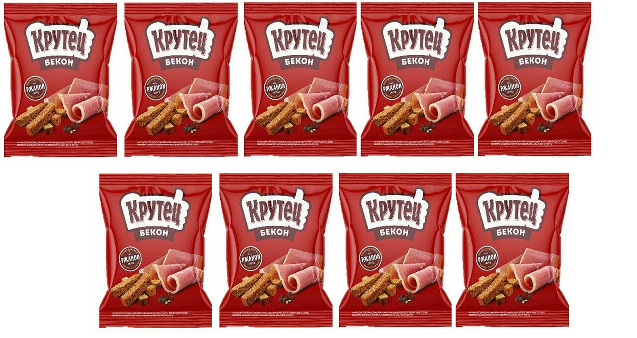 Крутец Сухарь пшенично-ржаные со вкусом бекона 80г, 9 шт