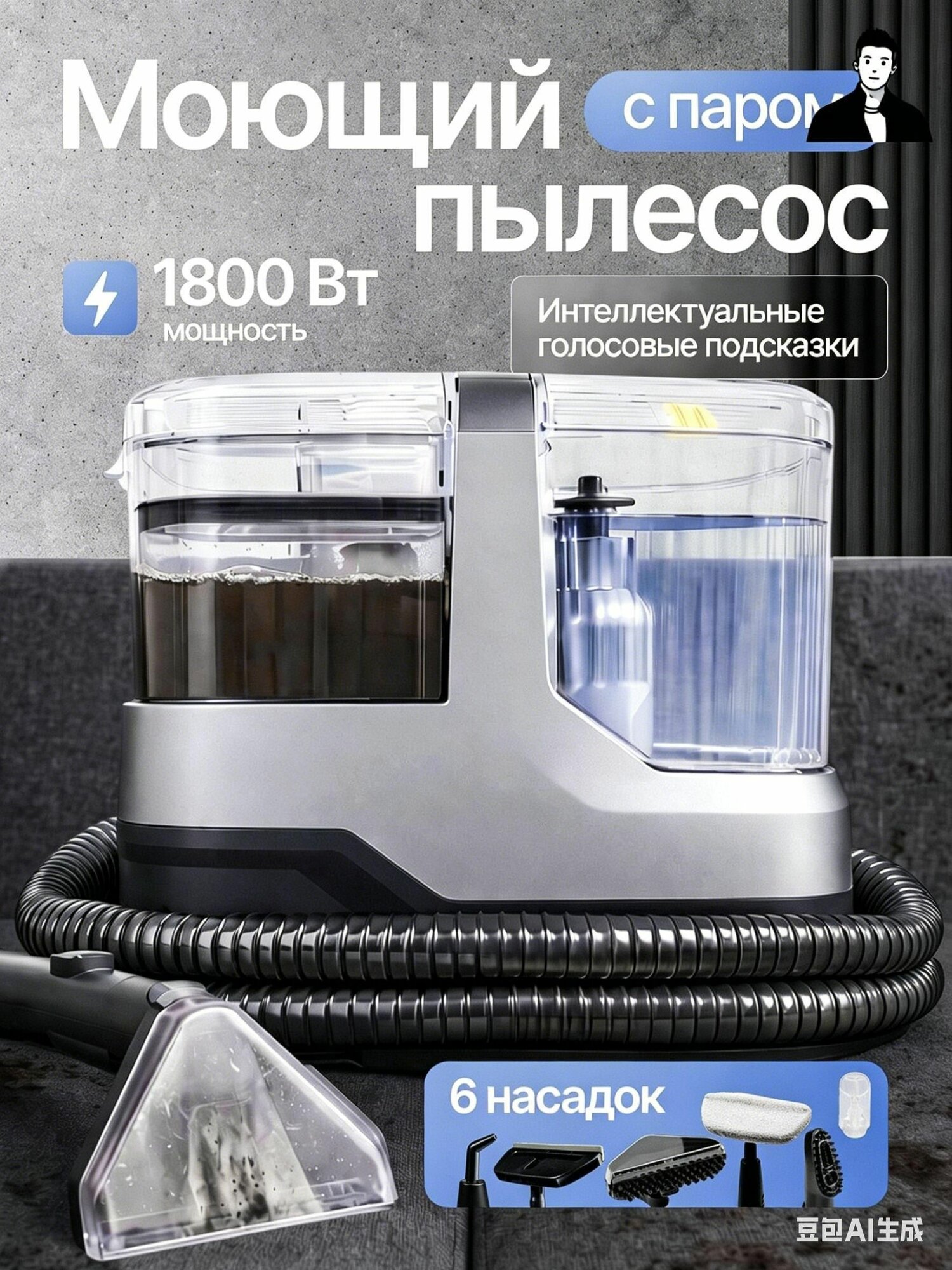 Моющий пылесос для чистки мебели, диванов, ковров