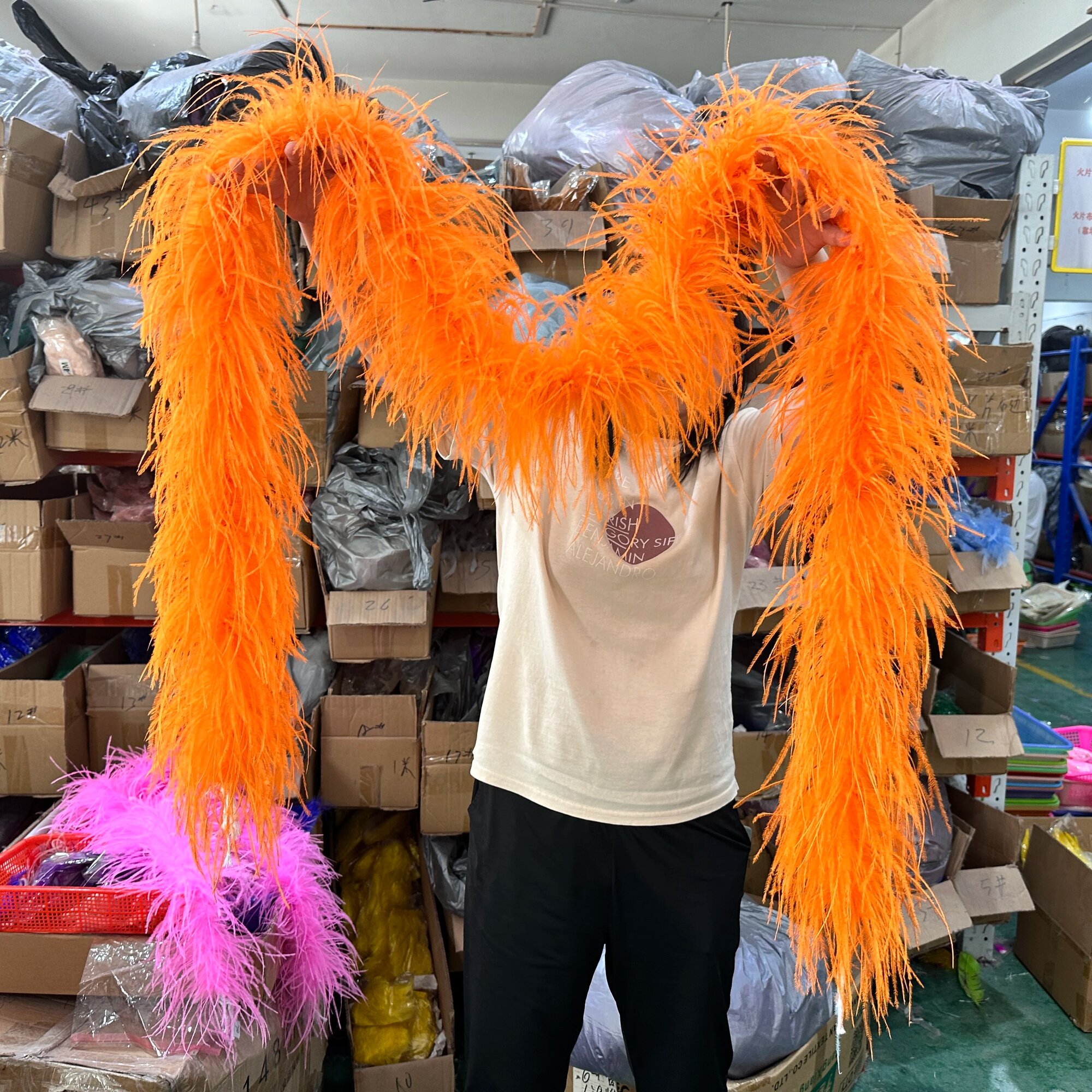 Страусиное перо boa WqlcraftS зелёный 6/10 слоёв 2 м 0.5M 10PLY, Оранжевый, orange