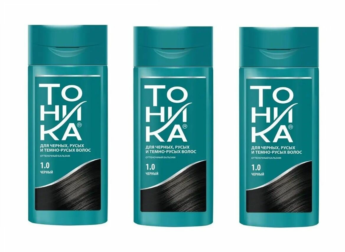 Тоника Оттеночный бальзам тон 1.0 Черный, 150 мл, 3 шт, 3 шт