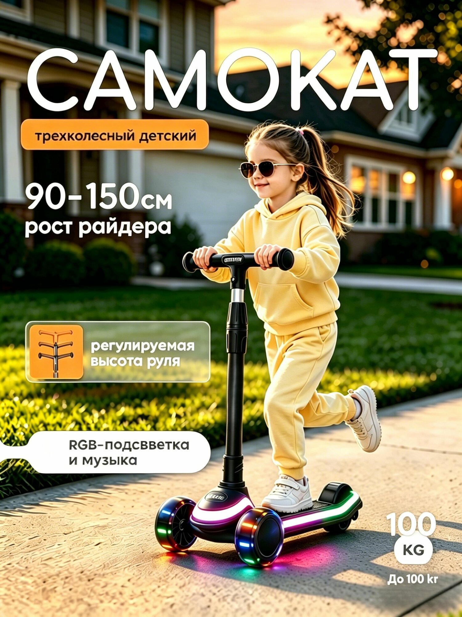 Самокат 345872893, черный