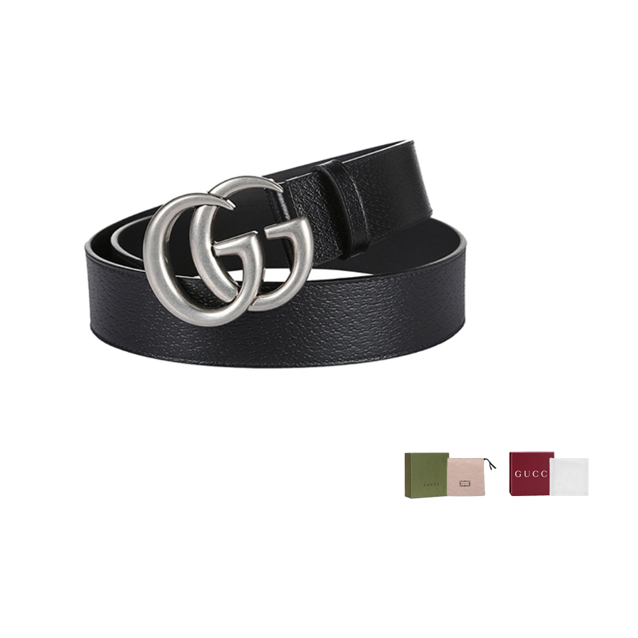 GUCCI GG Marmont Ремни из коровьей кожи Мужской Черный Ширина 4 см 85