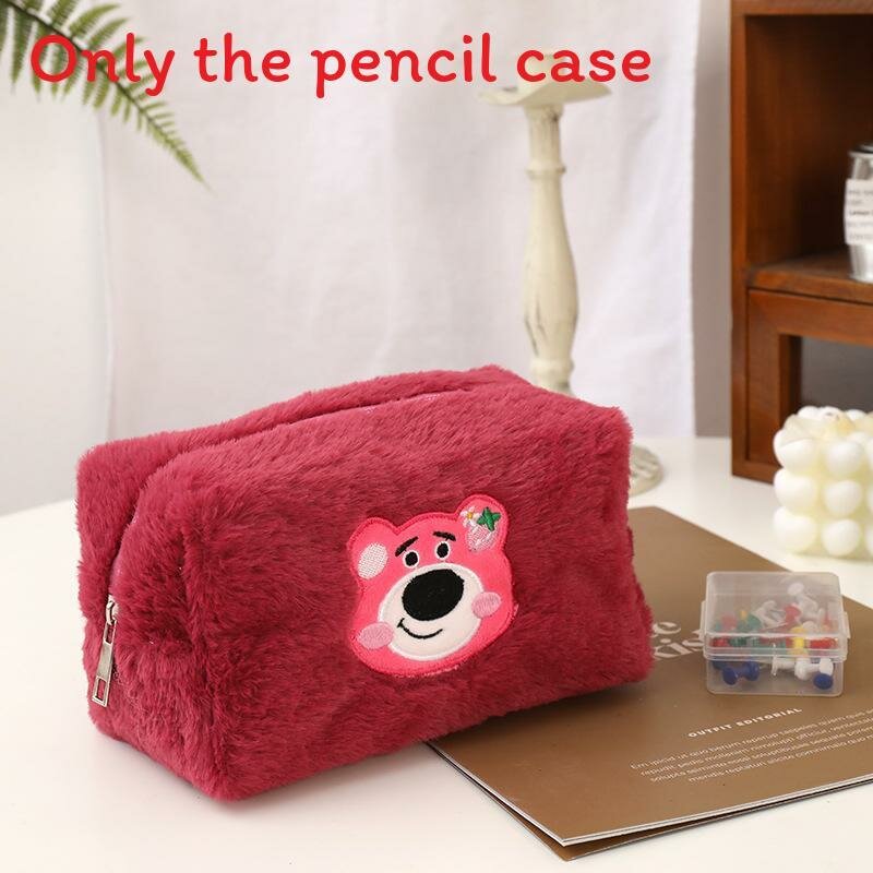 Soft cosmetic organizer with lotso rabbit print for makeup and toiletries red