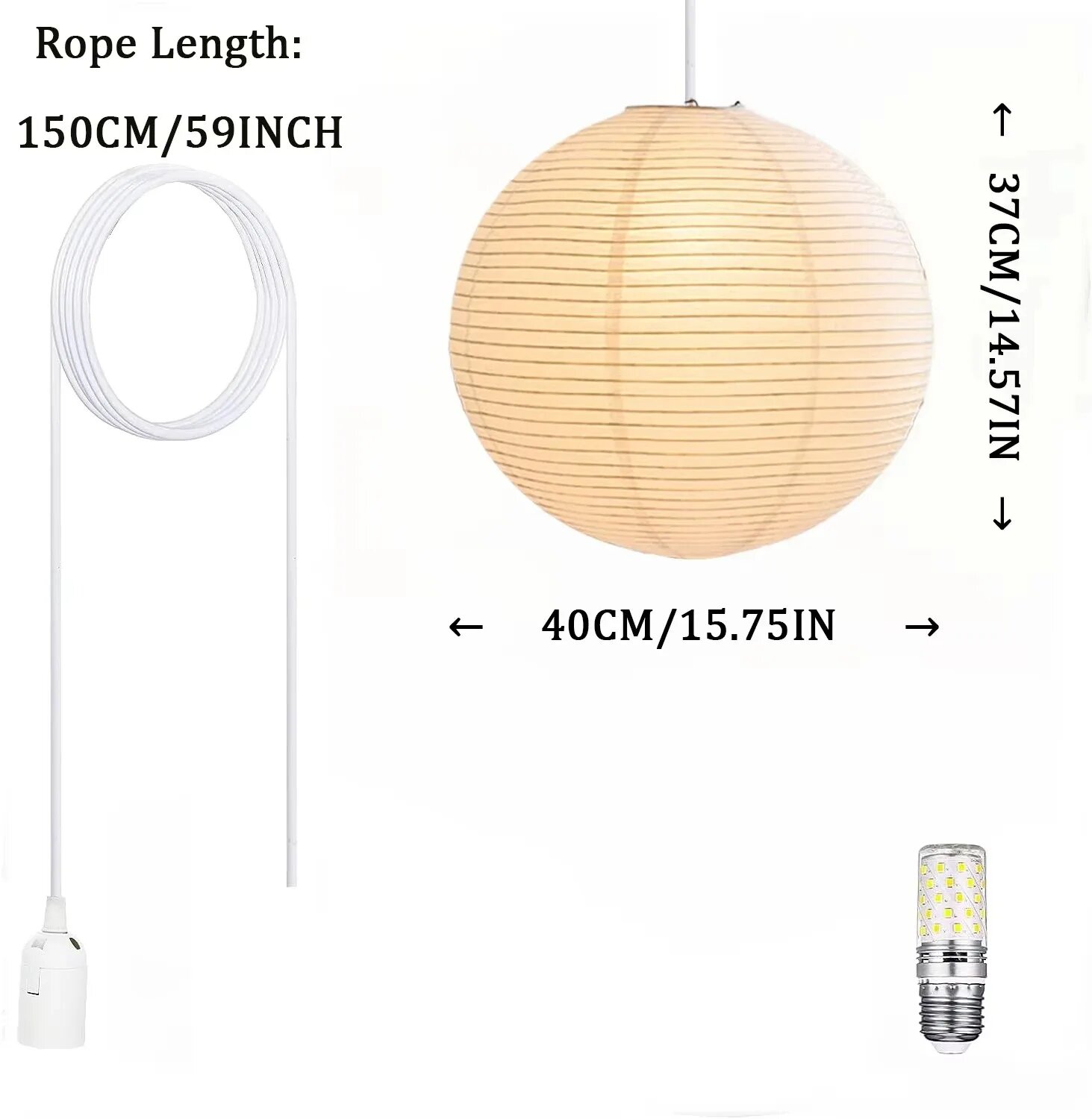 Подвесной фонарь из рисовой бумаги, цвет B, 40CM
