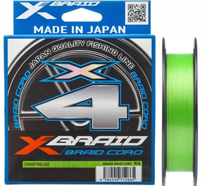 Плетеный шнур для рыбалки YGK X-Braid Braid Cord X4 Chartreuse, 150 м, 0.8 PE, 6.3 кг