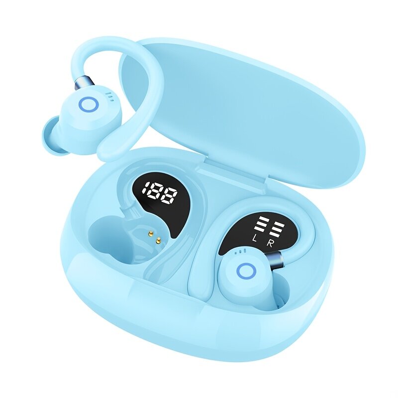 Беспроводные TWS-наушники Bluetooth 5.4 с шумоподавлением ENC, двойным микрофоном, сенсорным управлением громкостью, 40 ч работы, зарядный кейс с LED-дисплеем, Type-C, синие