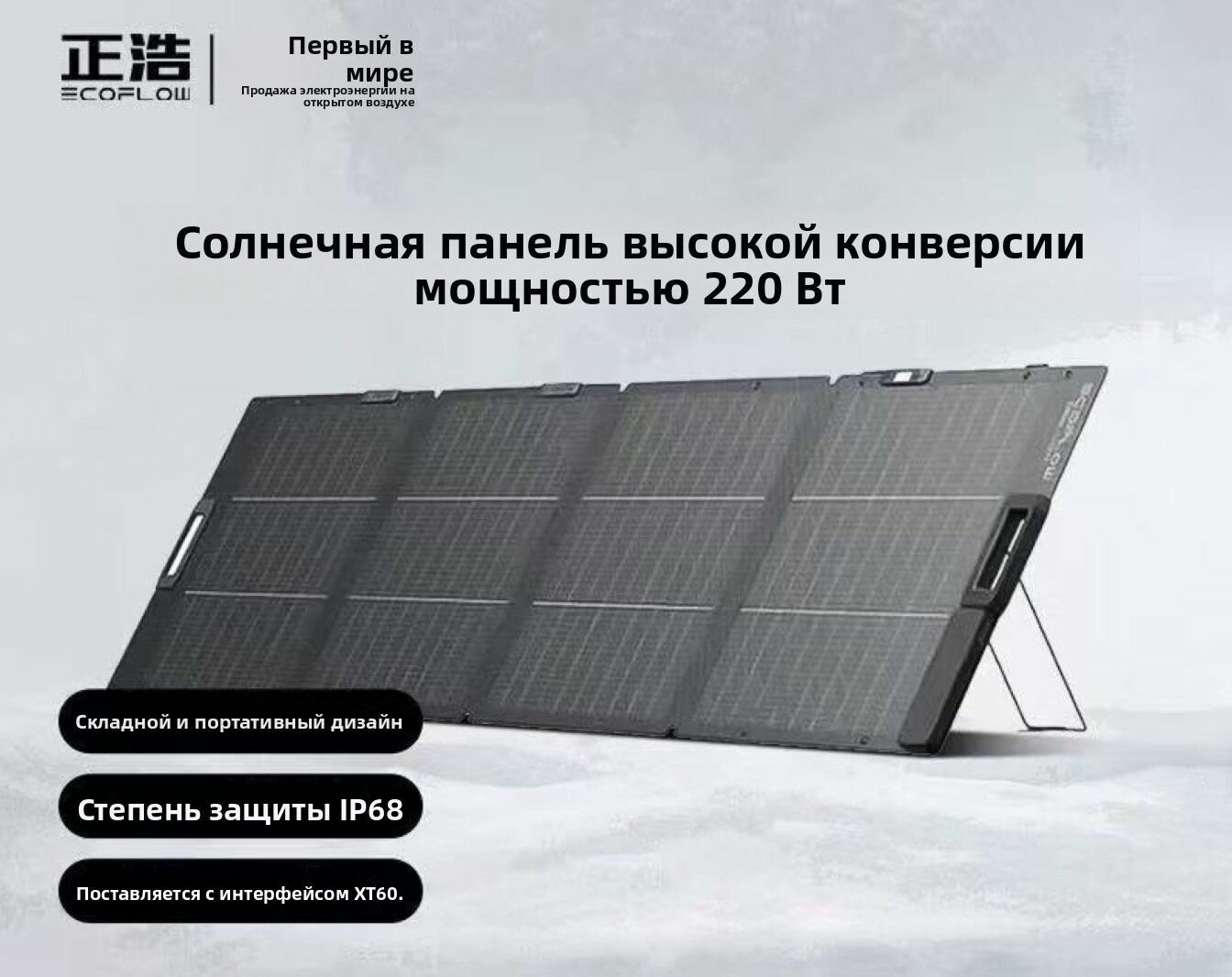 Зарядное устройство Ecoflow 2356, беспроводное, прозрачное, солнечное, 220W