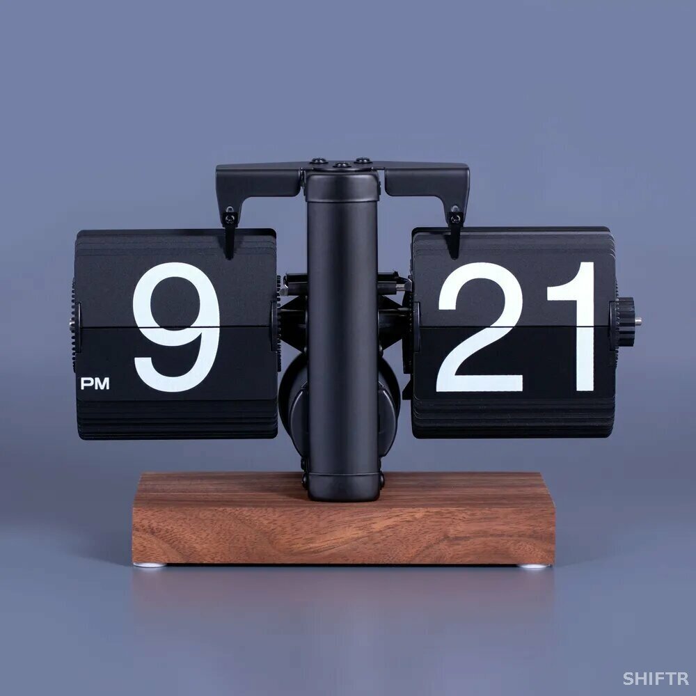 Перекидные часы Flip-Clock, нержавеющая сталь, акрил, дерево
