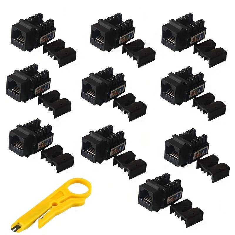 RJ45 кабель Cat.6 10 шт. черный с обжимным инструментом для компьютерной настенной панели Ethernet