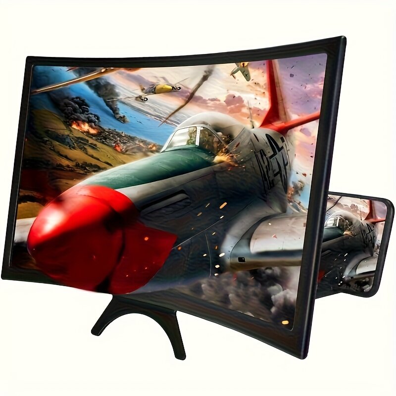 3D-увеличитель экрана для смартфона с регулируемой складной подставкой для просмотра фильмов, видео и игр, черный