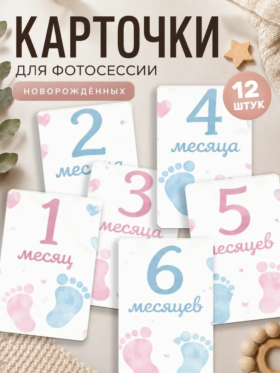 Карточки для новорожденных для фотосессии Ножки