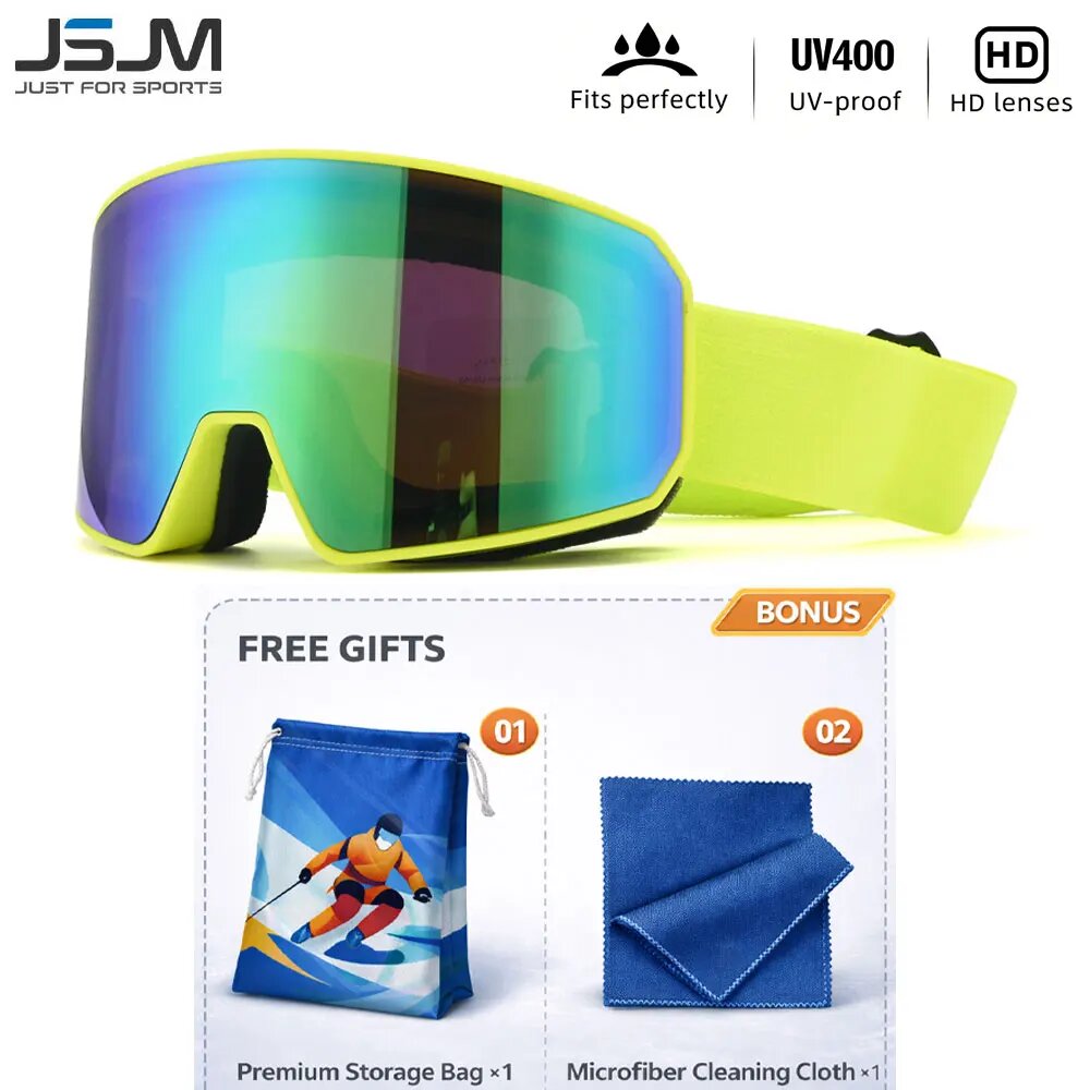 JSJM лыжные очки GREEN BLUE