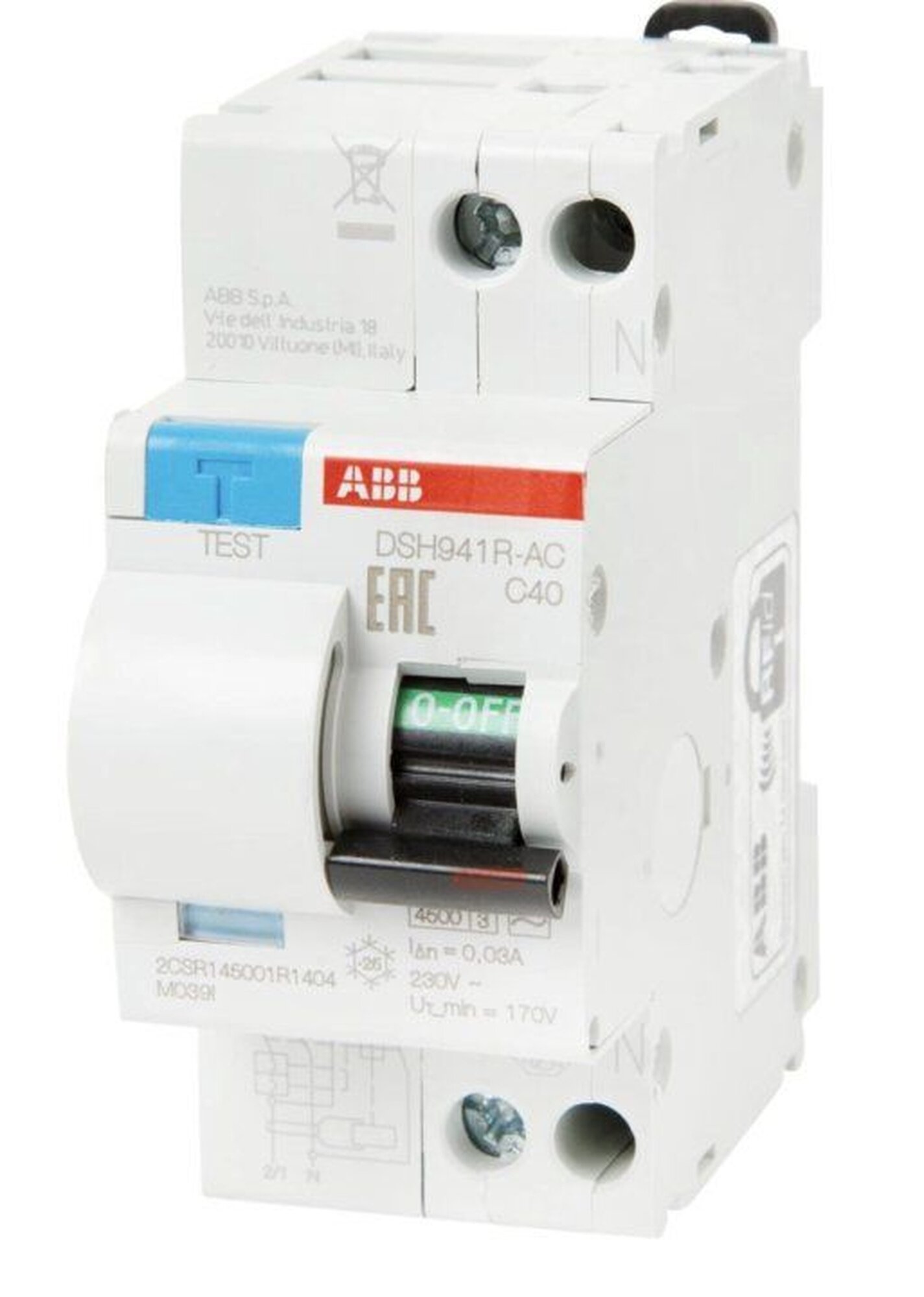Дифференциальный автомат ABB DS941/DSH941R 2П 30 мА C 4,5 кА AC электромеханический 40 А