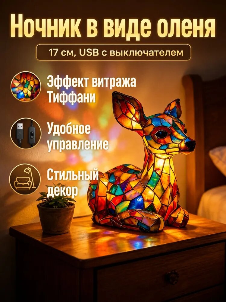 Сувенирная Многоцветный Тиффани с золотисто-коричневыми акцентами, высота 17.1 см, длина 19.1 см