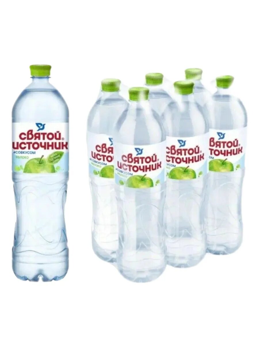Святой источник Вода питьевая яблоко негазированная, 6 шт по 1.5 л