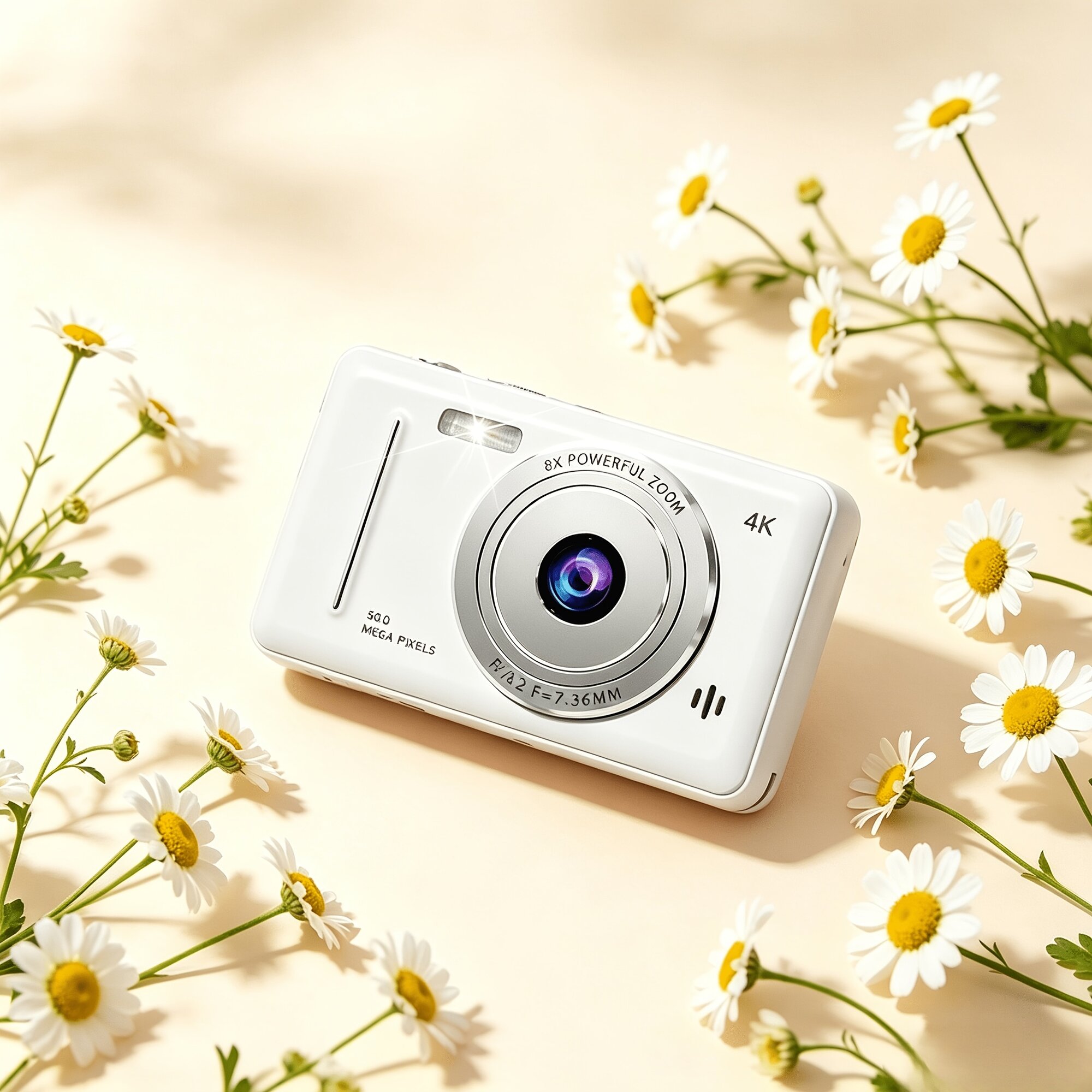 Мини-камера Slim Pocket 720P, белый цвет, со вспышкой и стабилизацией изображения, с аккумулятором, для путешествий и повседневной съемки, опционально с картой памяти 32 ГБ.