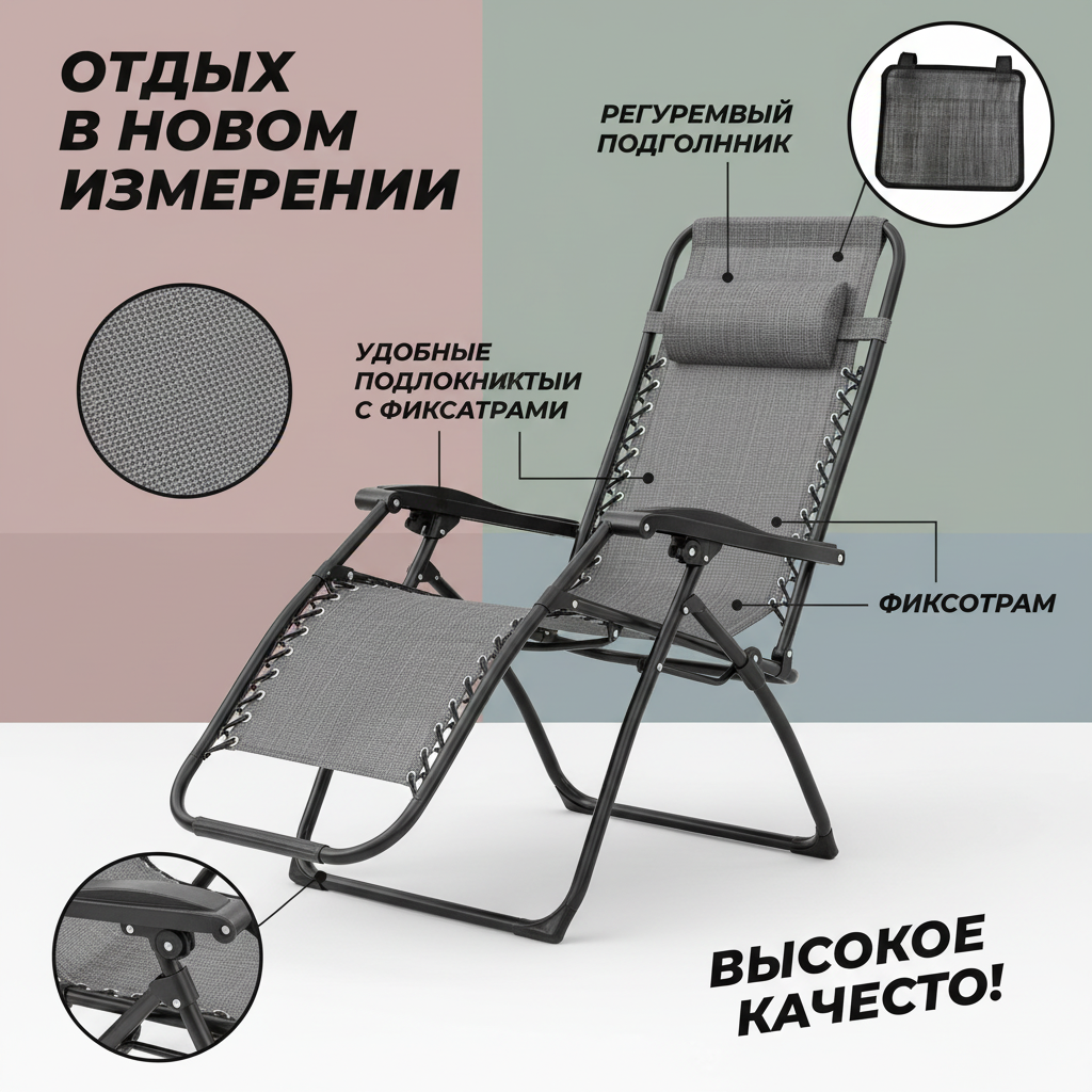 Тканевый шезлонг 30x24 5x24 5 см для балкона и лоджии компактный с чехлом