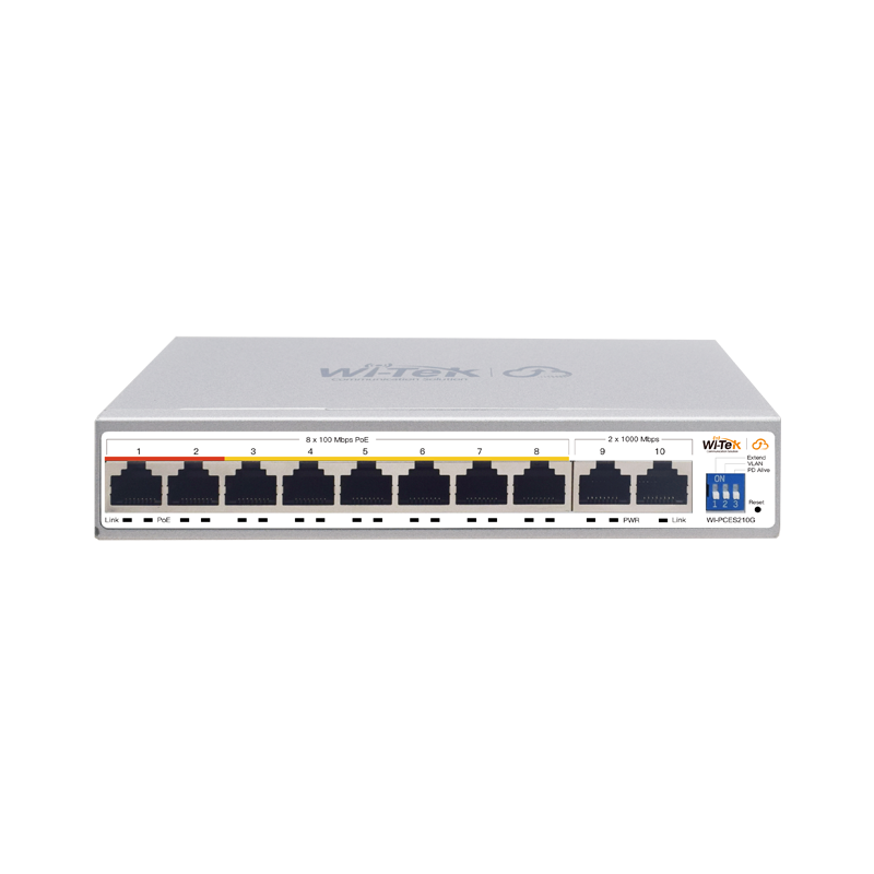 Настраиваемый коммутатор Wi-Tek WI-PCES210G, PoE 100 Вт, порты 8FE PoE, 2GE, Easy Smart