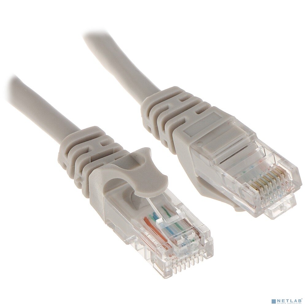 Патч-корд Bion [BPC-U5E181-0.5M] U/UTP, Cat.5e, AWG 26 (7/0,16мм), многожильный, PVC, 0,5м, серый, 100% медь