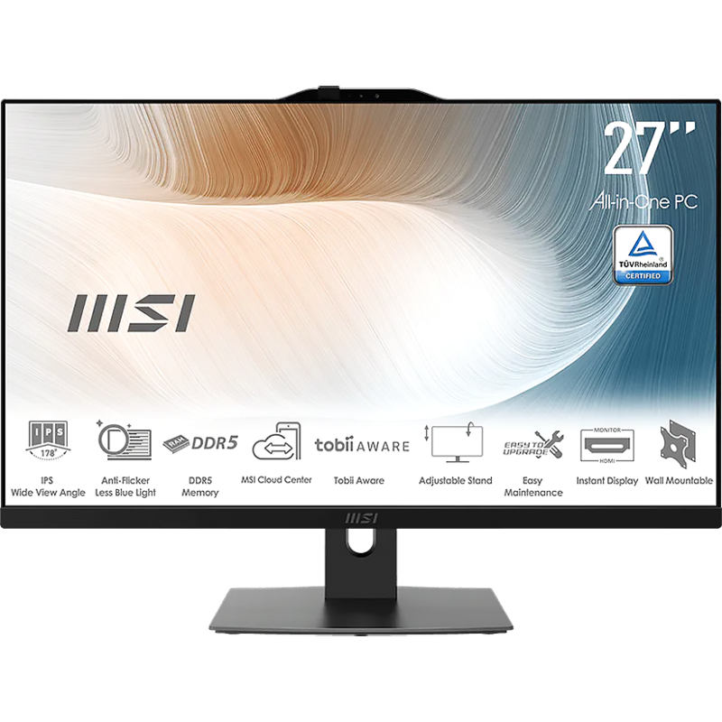 Моноблок/ Modern AM242P 1MA-2435XRU 23.8"(1920x1080 IPS)/Intel Core 3 100U(1.2Ghz)/16384Mb/500SSDGb/noDVD/Int: Intel® Graphics/Cam/BT/WiFi/war 1y/4.65kg/Black/noOS + Wireless KB+M 9S6-AE0731-2435
