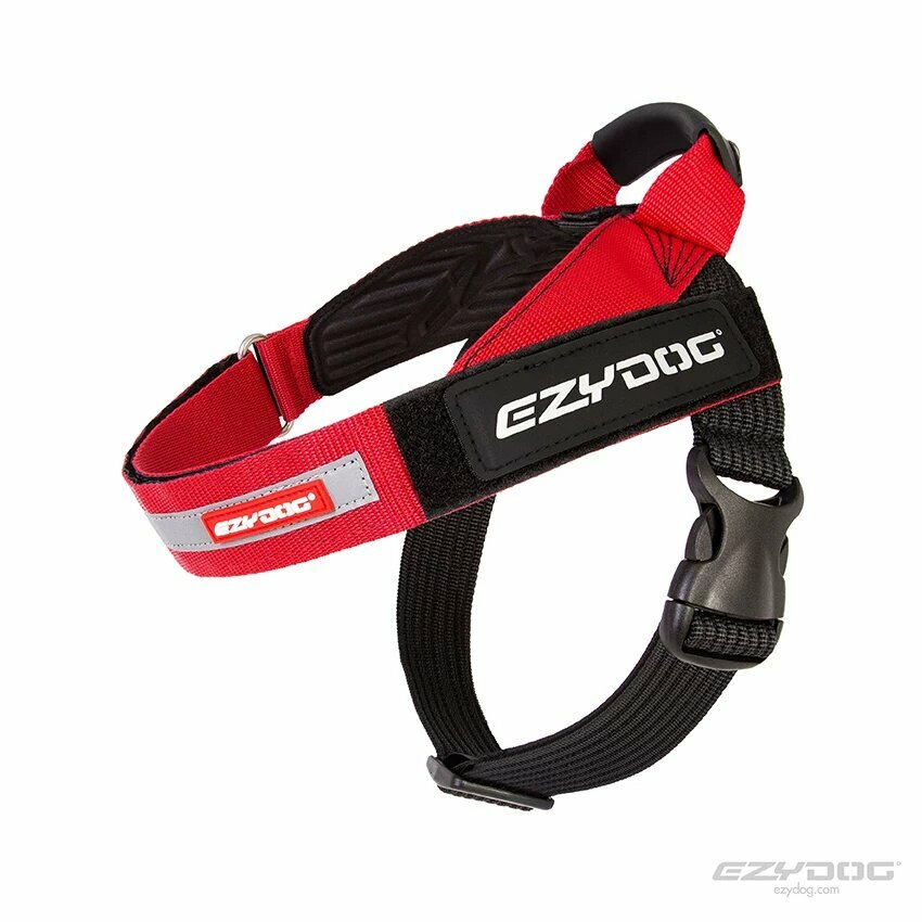 EZYDOG Собачье ошейник с отражающей полосой, регулируемый грудь 52-66см, красный, размер S