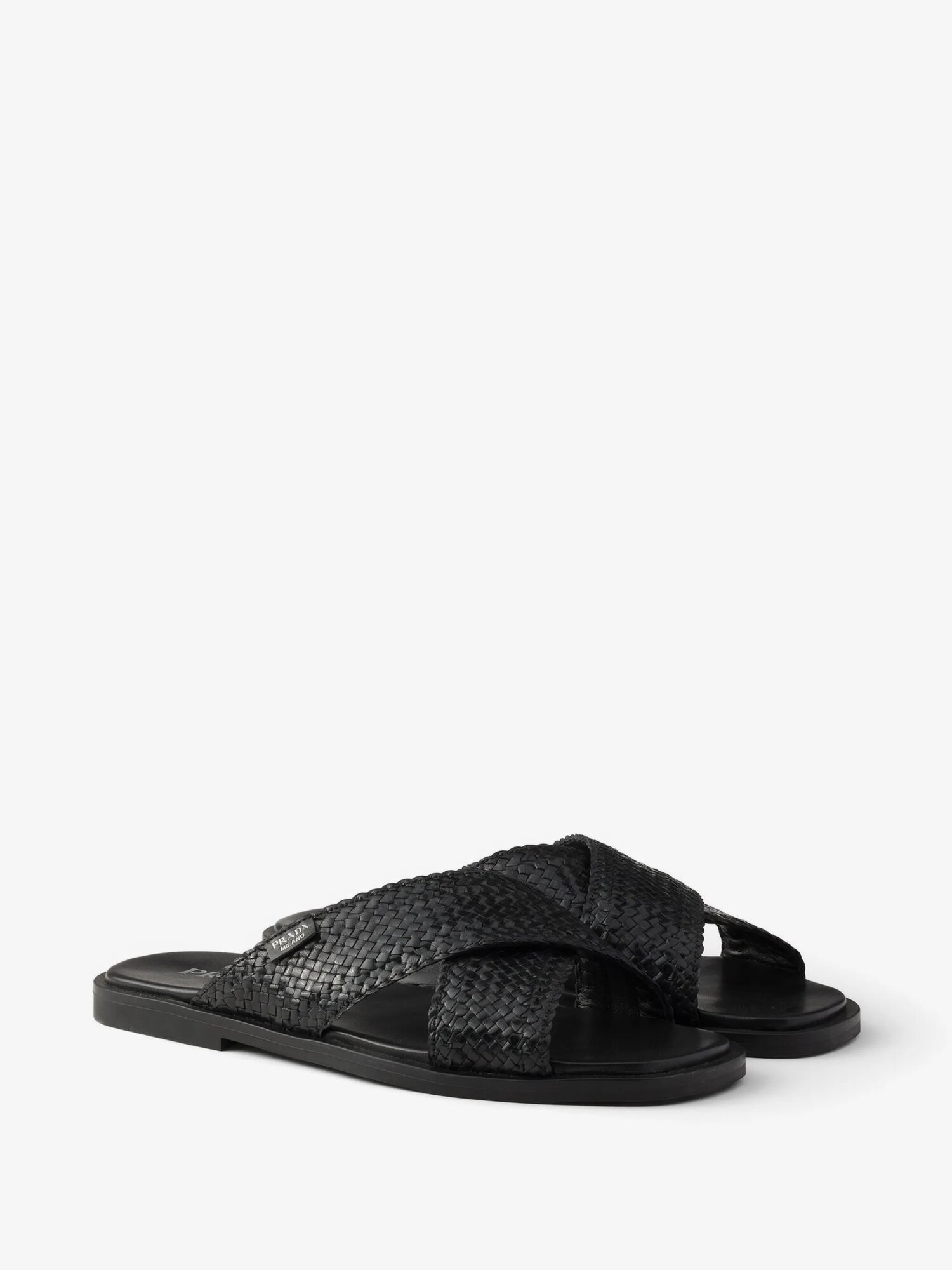 Босоножки Prada Crisscross slides, размер 7 UK, black — фото 1