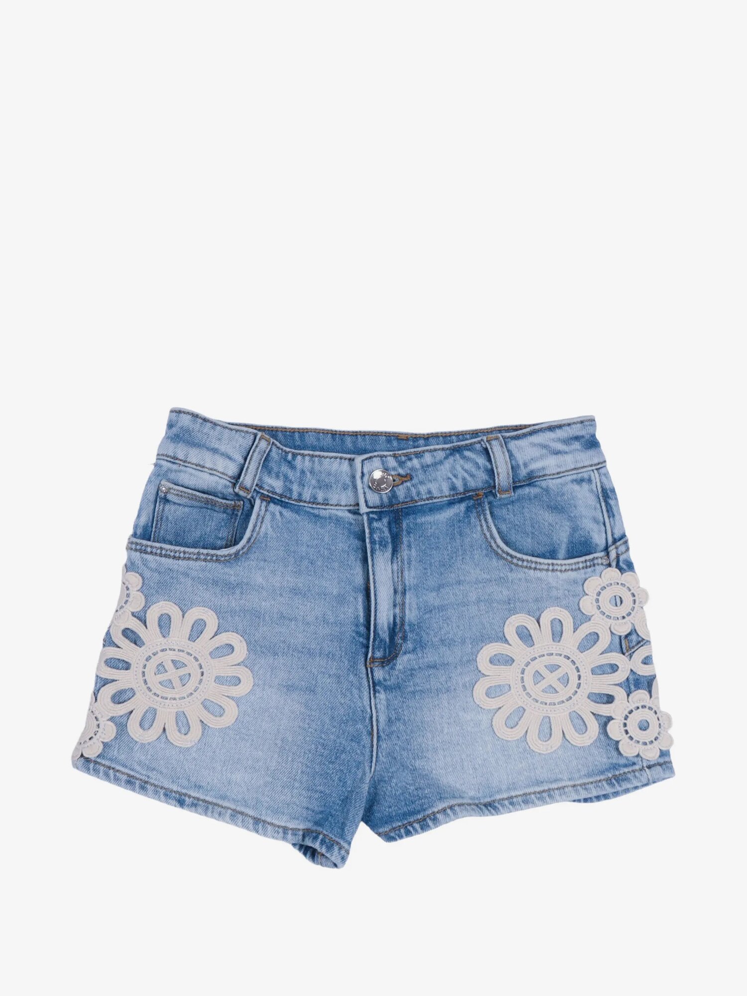 Шорты LIU JO Floral-appliqué denim shorts