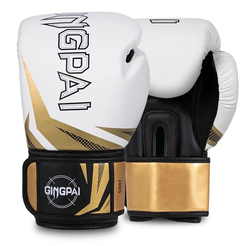 GINGPAI SPORT Боксерские перчатки 6-16 унций 14oz, Белый, DY QJB White Gold