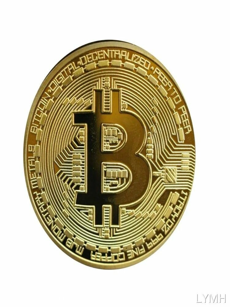 Сувенирная монета Биткоин (Bitcoin), золотой. 3мм. Премиум.