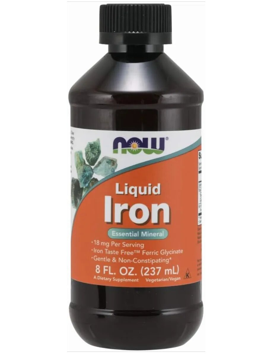 Железо в жидкой форме NOW Liquid Iron (237 мл) поддерживает нормальный уровень железа и предотвращать его дефицит