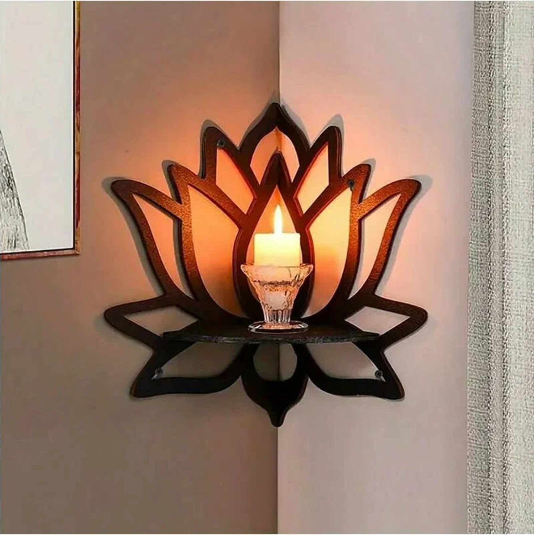 Декоративная угловая полка Lotus для стены, деревянная подставка, дополняет интерьер гостиной оригинальным дизайном