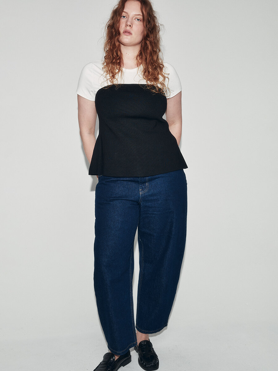 Джинсы широкие plus size 