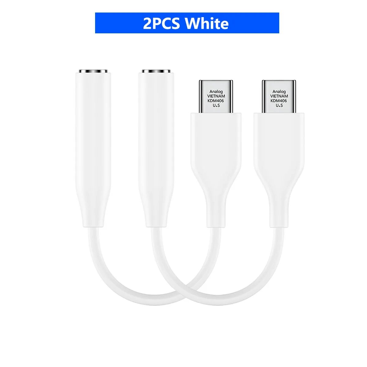2шт. Адаптер USB Type-C 3.5 мм White