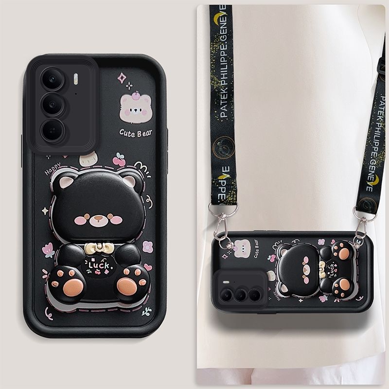 Чехол для телефона REALME C71, мягкий силиконовый чехол, ударопрочный, новый дизайн, эстетичный кот с держателем, черно-белый JTWDXXZJ01 ударопрочный чехол с котом черно-белый дизайн