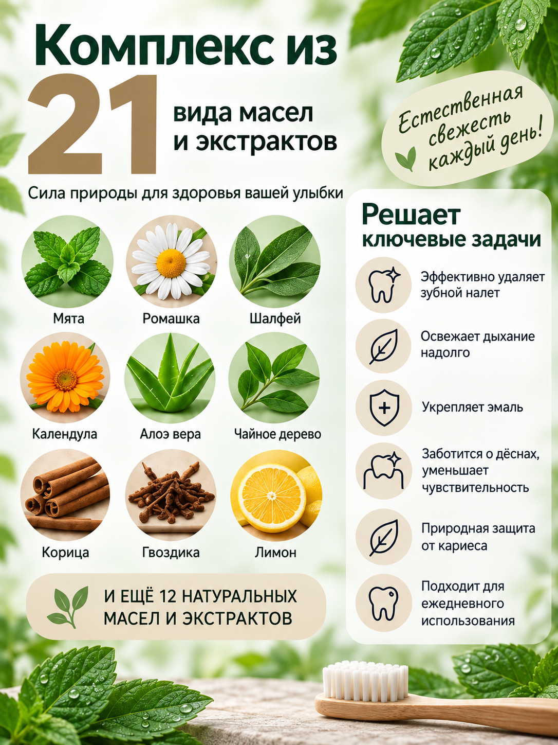 Зубная паста натуральная комплексная Pure