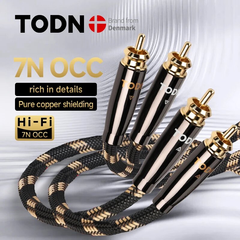 Аудиокабель TODN 2RCA-2RCA 1.5m, позолоченные разъемы