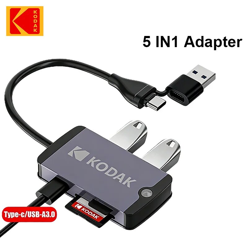 KODAK Картридер Type-C 3.0 64 ГБ для iPhone 15 Красный, 5in 1 hub