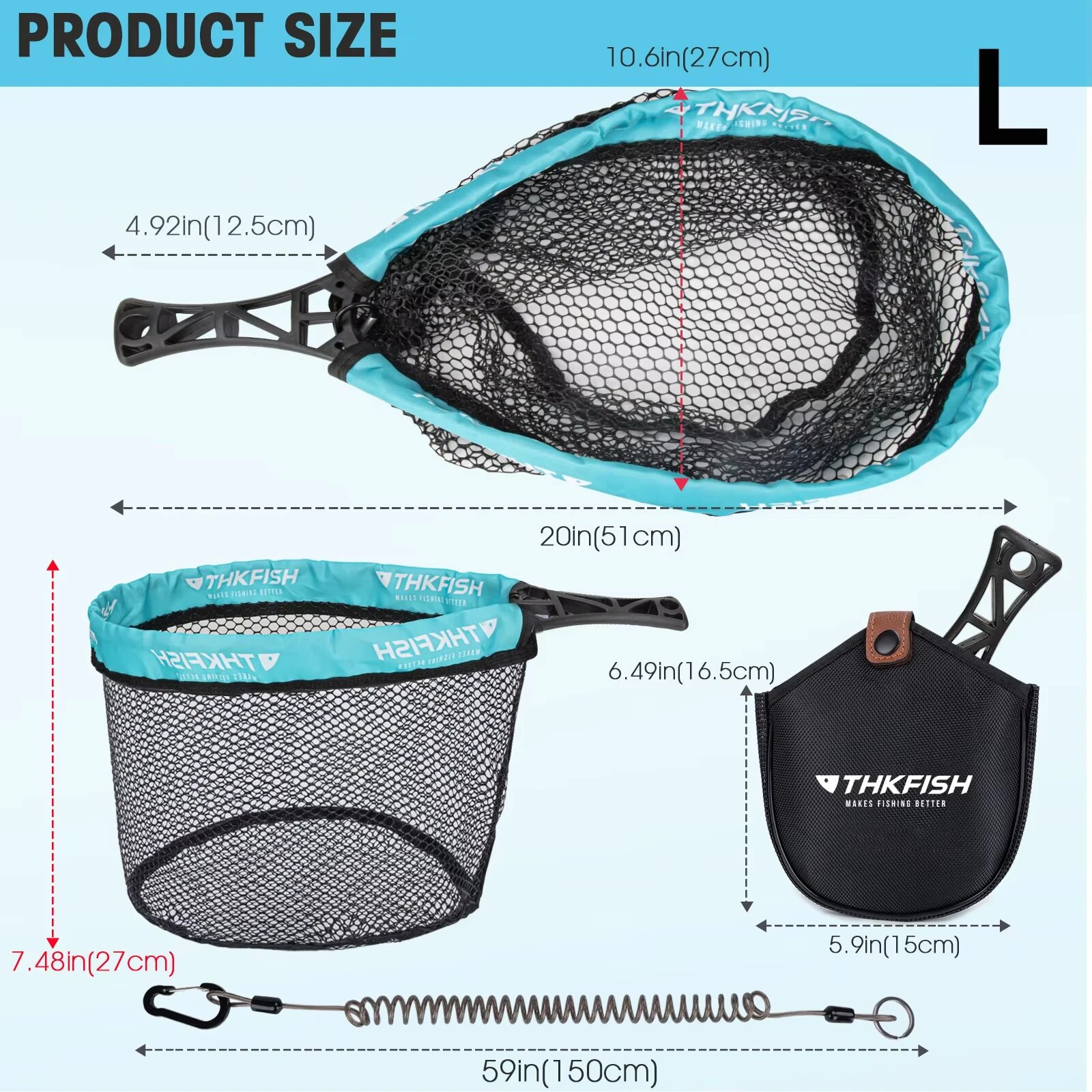 Складная подсак для нахлыста THKFISH Size L
