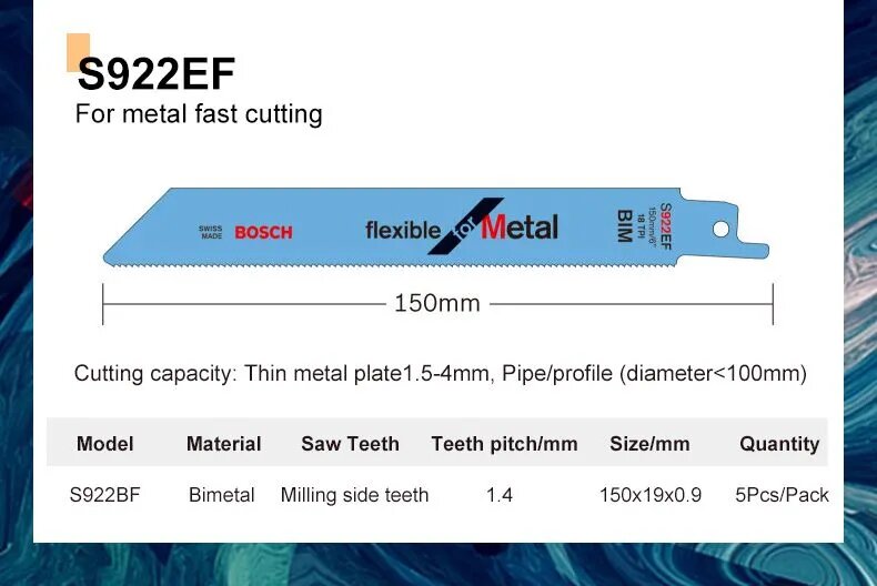 Bosch Диск пильный S1122BF BIM 225x19x0.9 мм/9" для металла 5 шт — фото 1