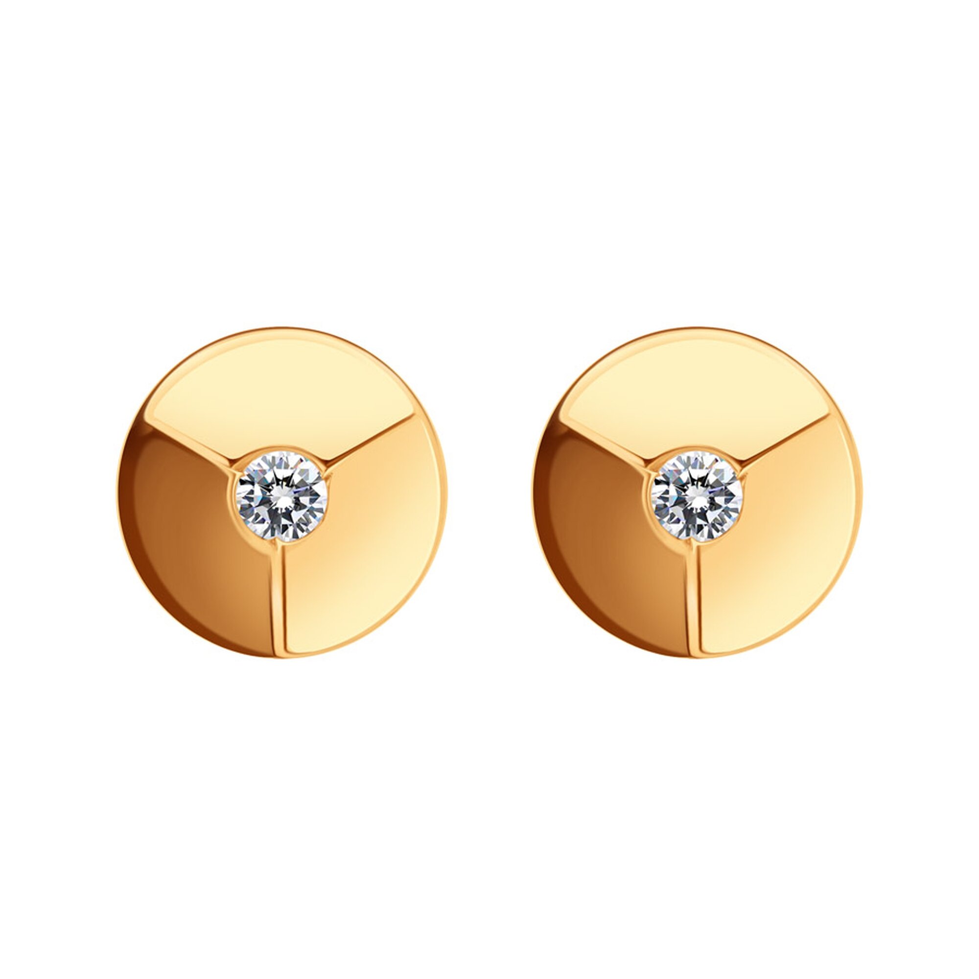Серьги Diamant online, красное золото, 585 проба, фианит