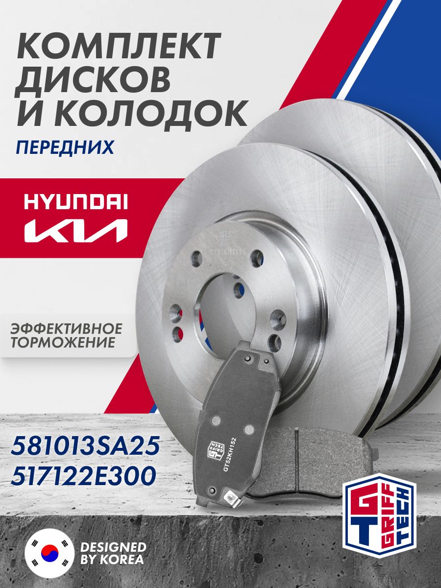 Комплект тормозных дисков передних с колодками Kia Soul , Sportage , Hyundai Tucson , Sonata ; 581013SA25 ; 517122E300