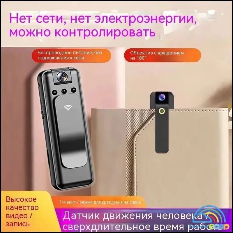 Карманный диктофон с поворотной камерой 180 , датчик движения, инфракрасная подсветка, зажим, качество видео 1080P для аудиозаписи