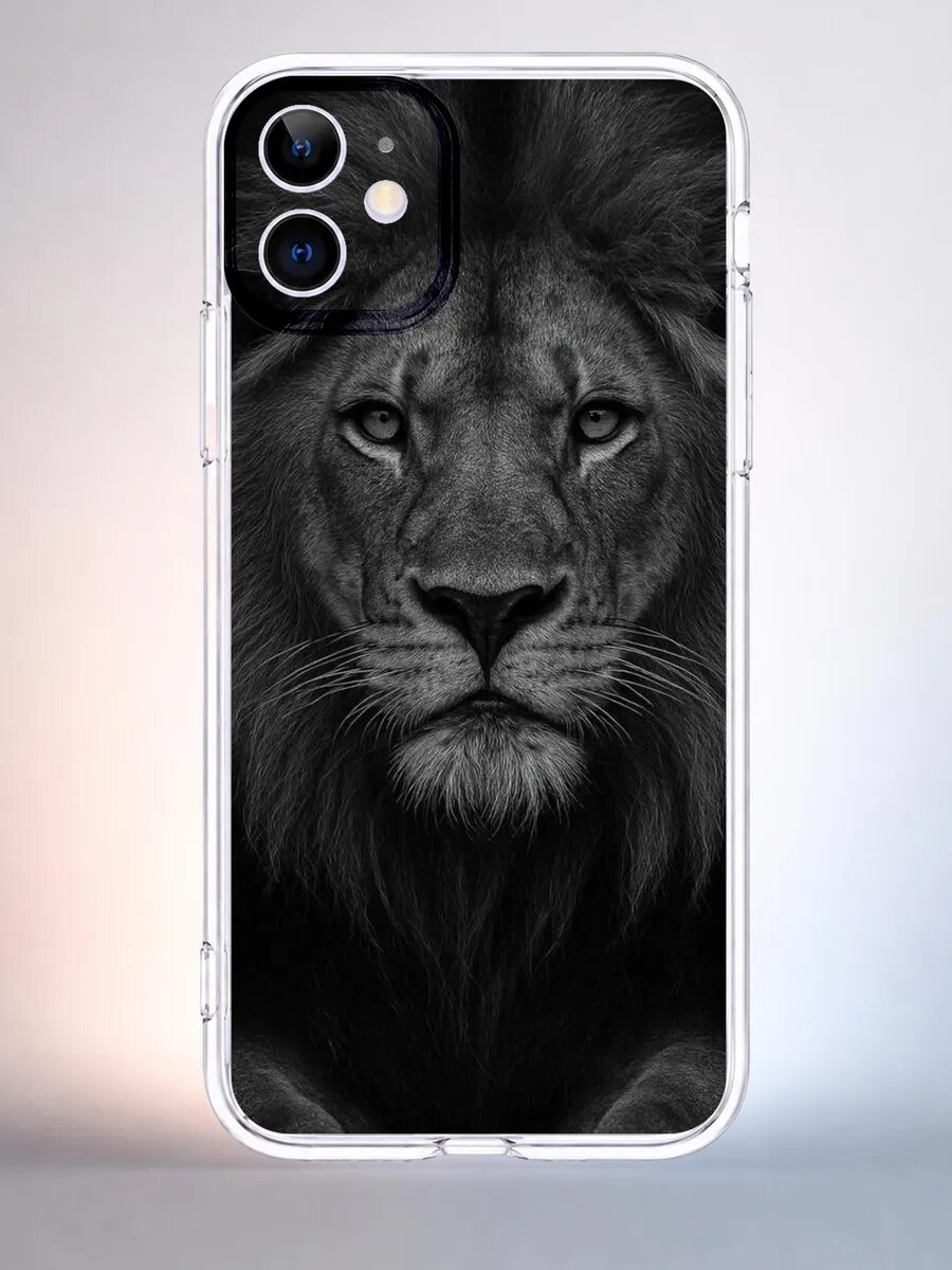 Чехол iPhone 11 лев профиль взгляд силиконовый