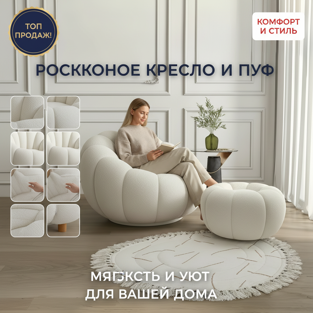 Кресло мешок бескаркасное велюр белое 2 шт для отдыха