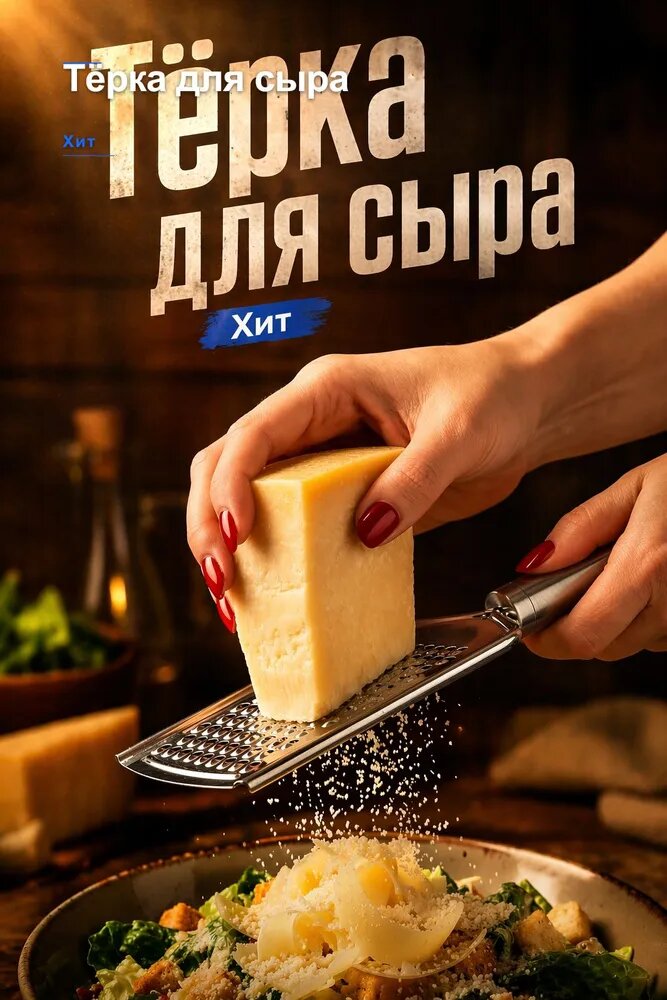 Терка ручная универсальная односторонняя для овощей, фруктов, сыра, чеснока и цедры, нержавеющая сталь, 23 см
